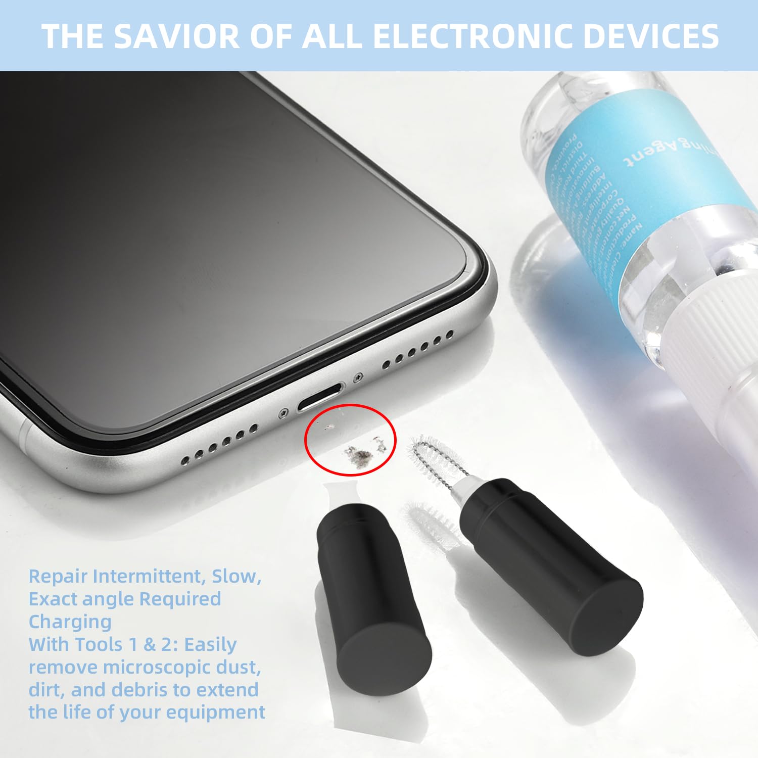 Cleaner Kit for Airpod, iPhone Cleaning Kit, Multi-Function Airpod Cleaner Kit Soft Brush for Phone Charging Port, Headphone, Earbuds, Earpods, Earphone,iPod, Case, iPhone, iPad, Laptop,Camera,Black