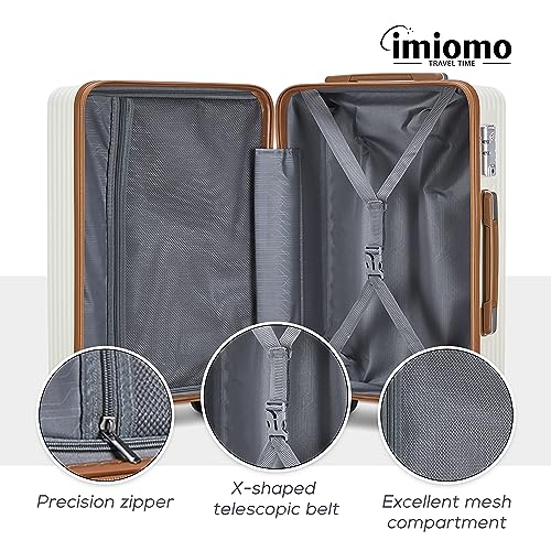 imiono Luggage Sets 3 Piece,Hardside Suitcase Set with Spinner Wheels,Lightweight Travel Carry on Luggage set Clearance with TSA Lock(20/24/28,White)
