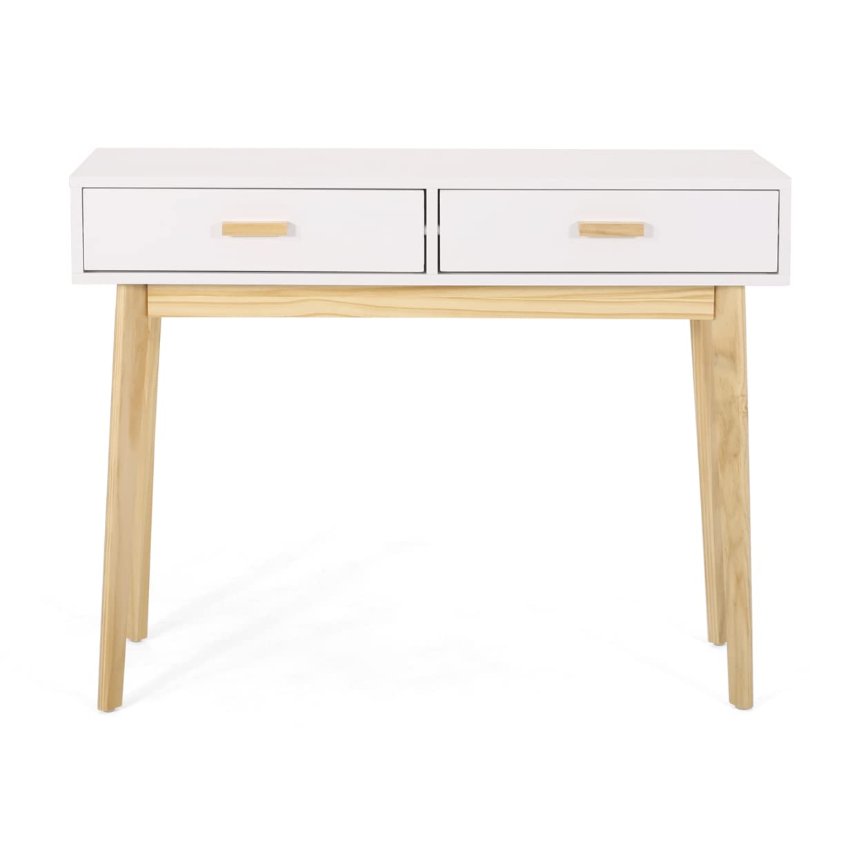 Christopher Knight Home Marcia 2 Drawer Console Table, Matte White, Natural