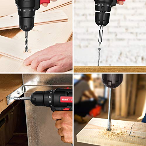 Eastvolt 20V Max Cordless Power Drill Driver Kit & Home Tool Kit, Max 310in.lbs. 18+1 PoisitionTorque Drill For Metal, Wood, Plastics, 168 Pieces tool with case For General Household (EVCD168S)