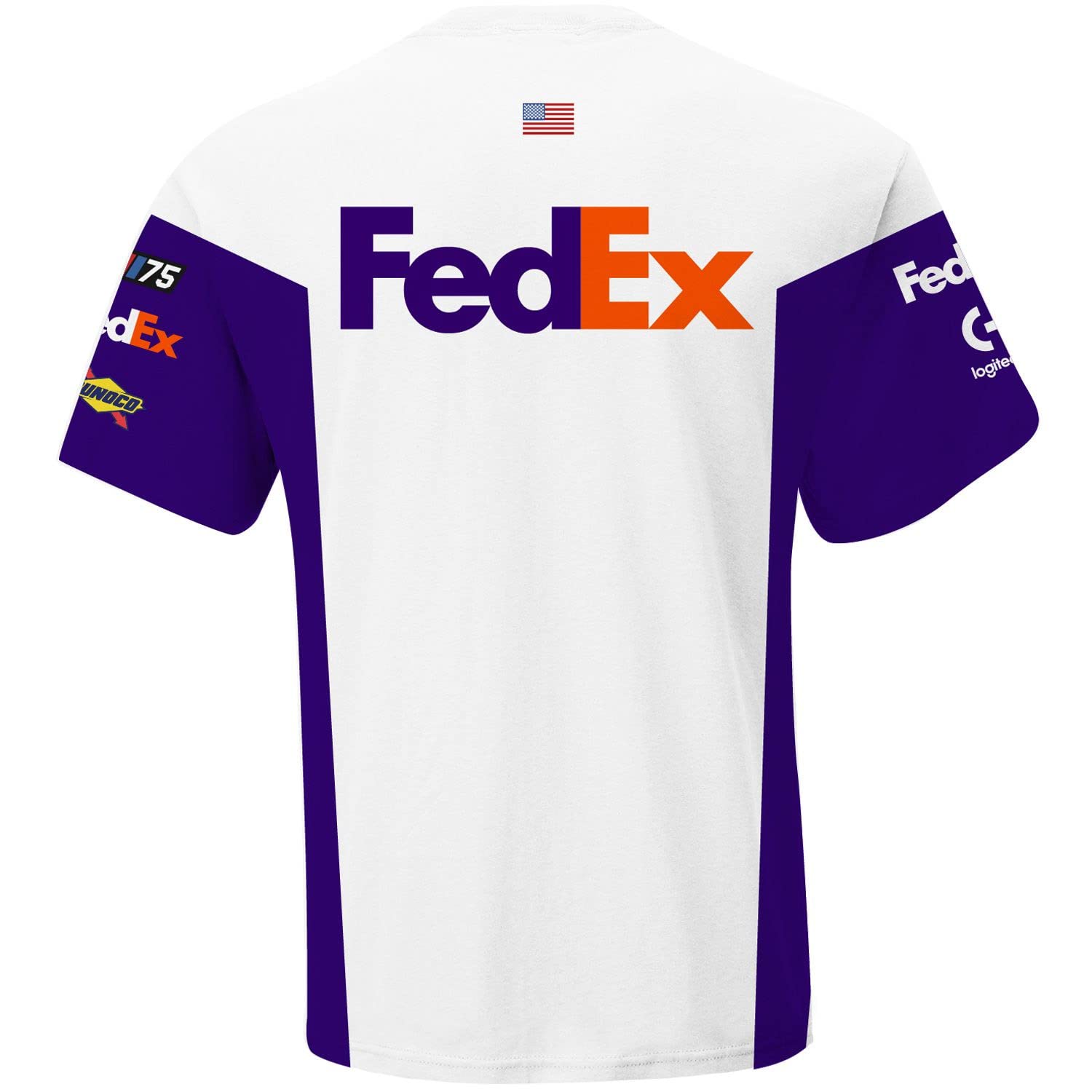 Checkered Flag Sports Denny Hamlin 2023 FedEx Sublimated Uniform Pit Crew T-Shirt (as1, Alpha, x_l, Regular, Regular) White