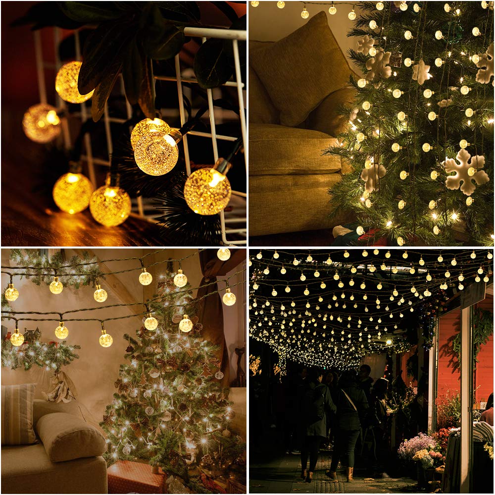 unbrands Solar String Lights Outdoor , 60LED Globe Fairy Waterpro of Lights , 8 Modes 11M/36ft Outdoor Solar String Lights for Garden, Patio Yard, Home ,Christmas ,Parties ,Wedding (Warm White)