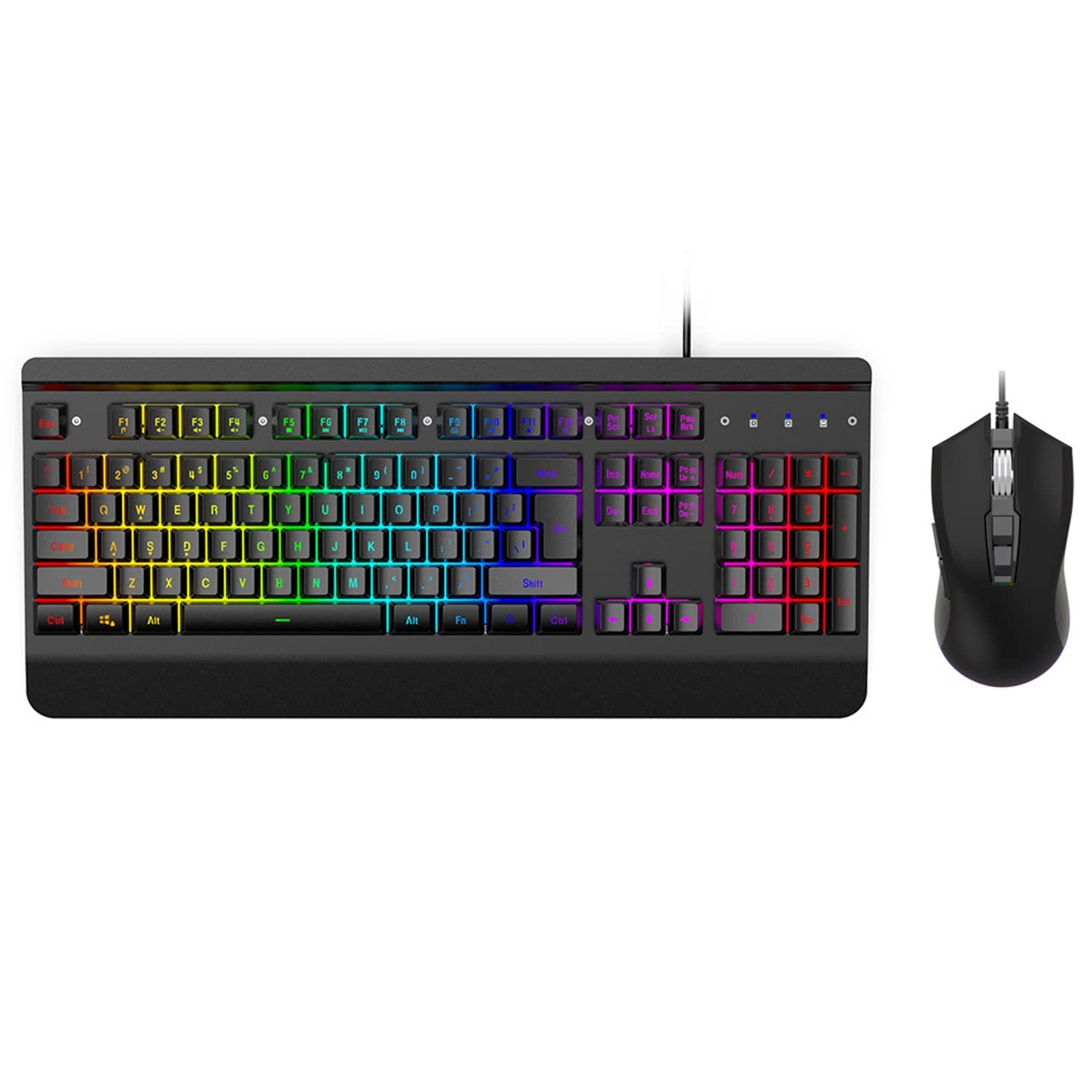 EXHNLE Keyboard and Mouse Combo Backlit, Illuminated Full-Size Keyboard and Mouse, with 104 Key Computer PC Gaming Keyboard for PC/Laptop