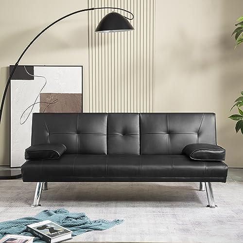 Modern Napping Futon Sofa Daybed Loveseat,2 Seaters Love Seat Convertible Sleeper Couch Bed for Home Apartment Office Small Space Living Room Furniture Sets