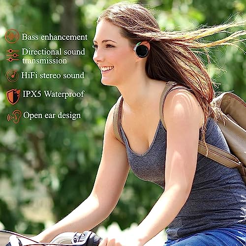 Luisport Open Ear Headphones Noise Cancelling Headphones Workout Headphones Wireless Headphones Bluetooth Earbuds Wireless Earbuds Bluetooth Wireless Earphones (F2-Black)