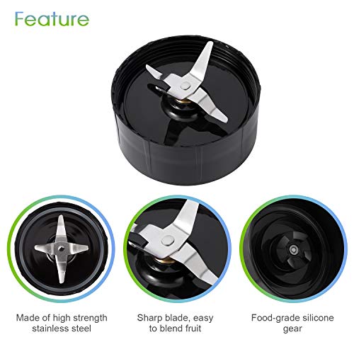 URSUMER Replacement Parts for Magic Bullet - 250W Magic Bullet Blade 2 PACK with 4 Rubber Gaskets, Replacement Magic Bullet Accessories for Model MB1001