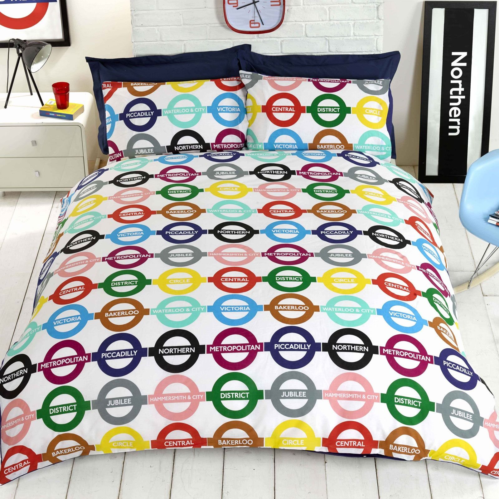 Homespace Direct London Undgerground Tube Duvet Cover & Pillowcase Bedding Set Double