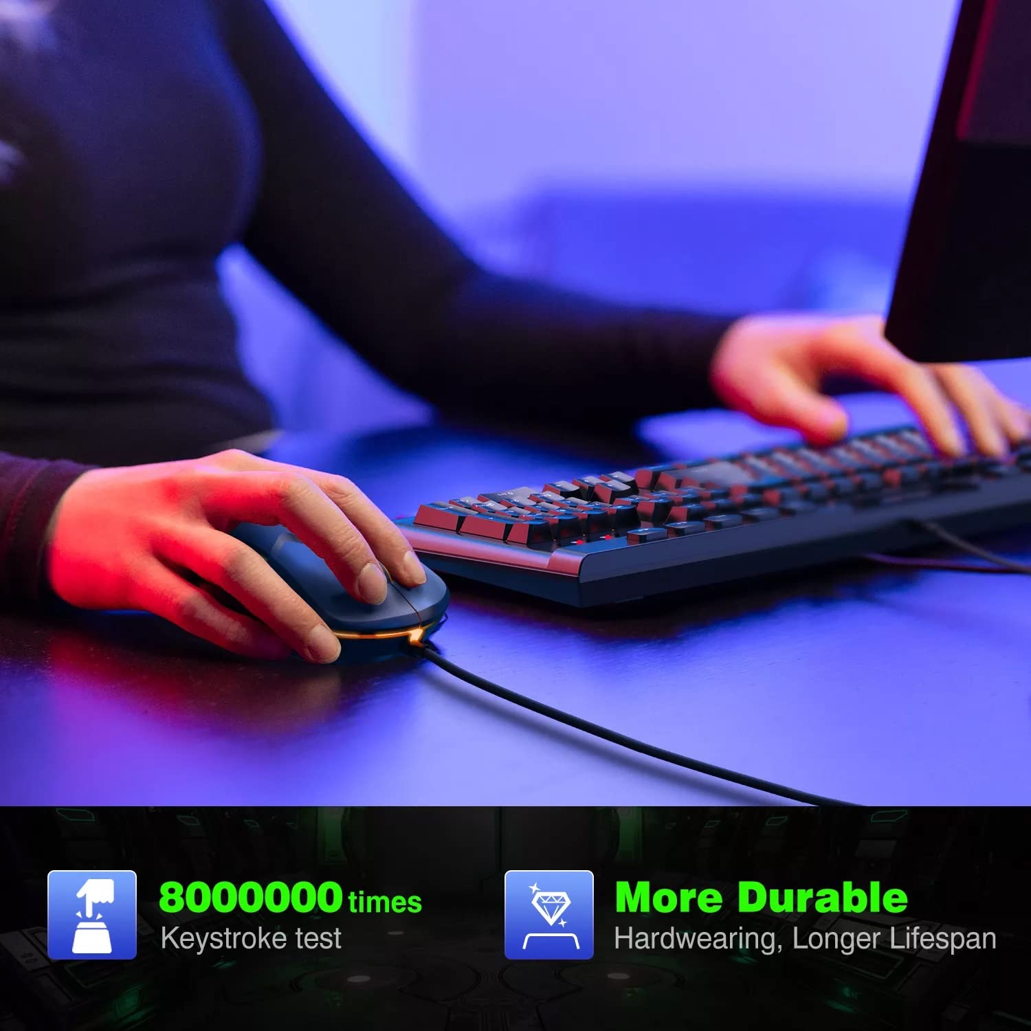 EXHNLE RGB Gaming Keyboard and Mouse Combo, 104 Keys Backlit Computer Keyboard and Gaming Mouse 6buttons, USB Wired Set