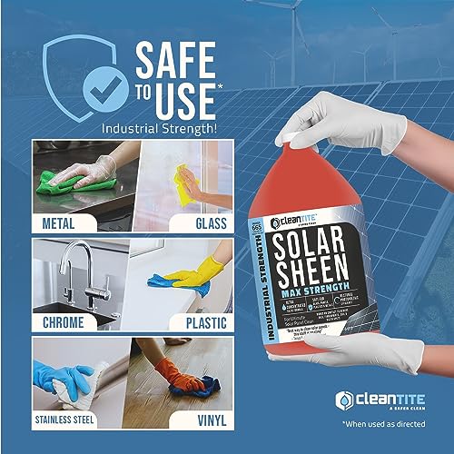 Cleantite Solar Panel Cleaner, Solar Sheen Max 1 Gallon (Makes 665 Gallons) and 2 Gallon Battery Powered Sprayer HD2000-S