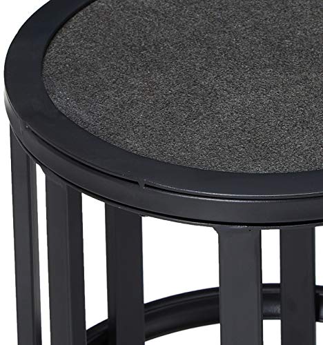 Christopher Knight Home Truda Outdoor 11 Inch Grey Finish Ceramic Tile Side Table, Black Metal