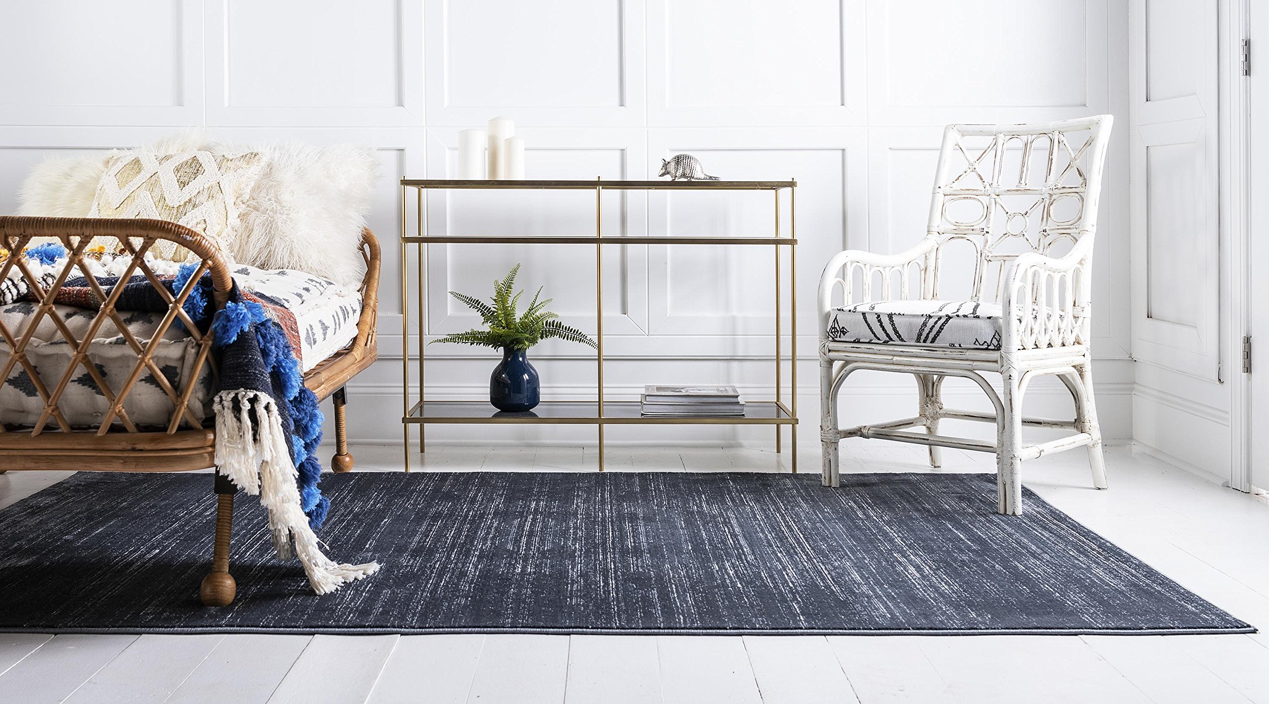 Unique Loom Jill Zarin Uptown Collection Area Rug - Madison Avenue (8' x 10' Rectangle, Navy Blue/ Ivory)