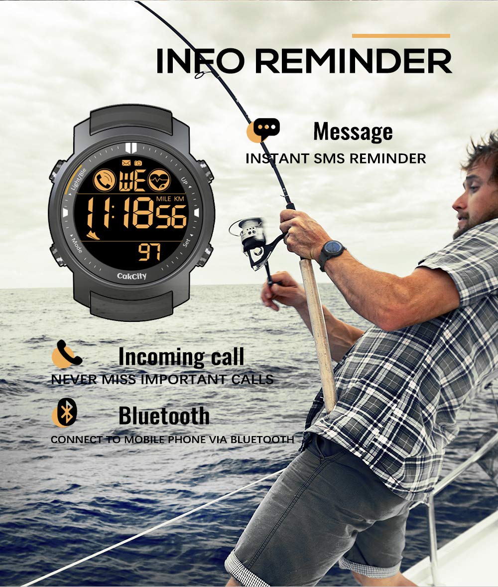 CakCity Mens Digital Sport Watches for Men Wrist Watches with Heart Rate, Pedometer, Steps Tracker