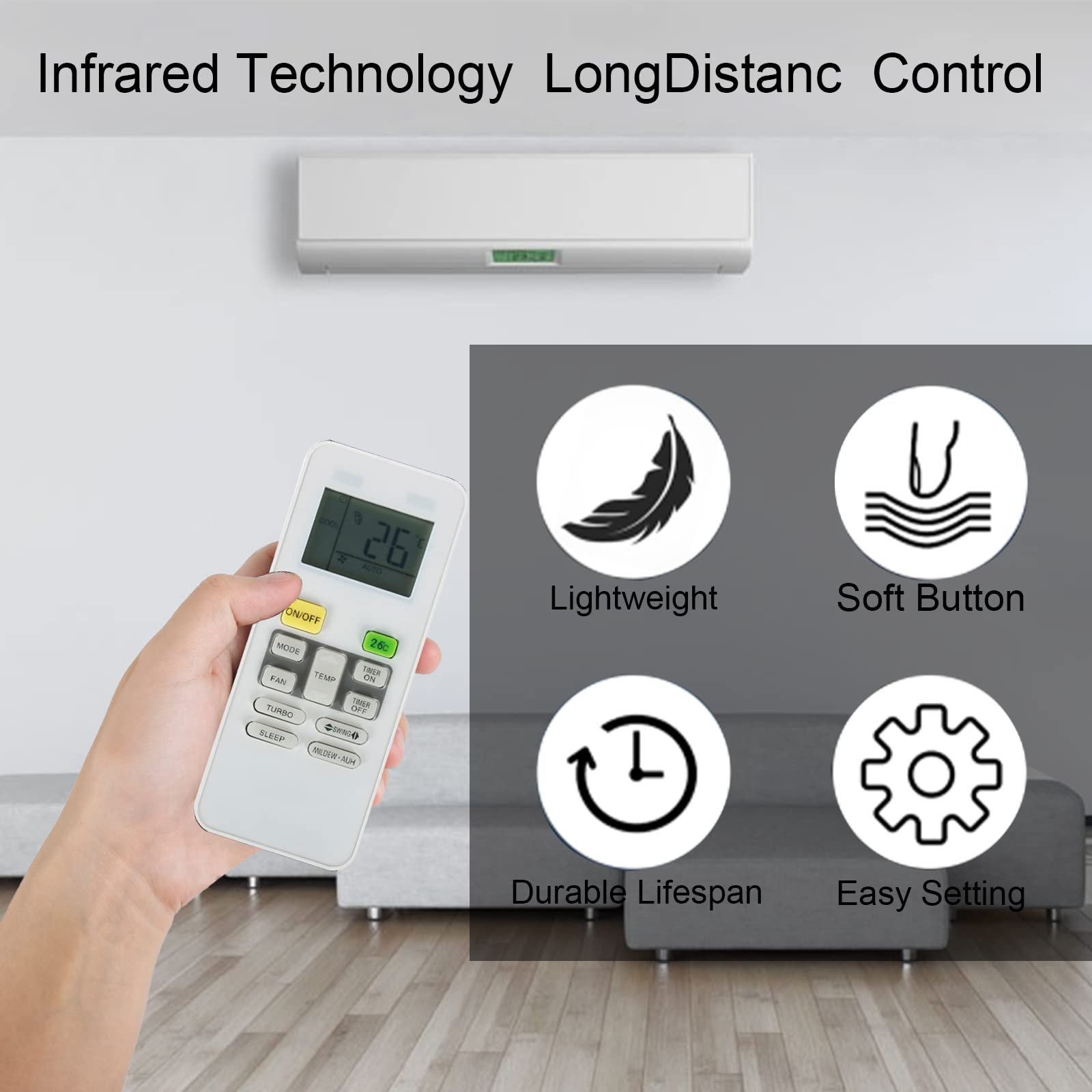 Universal Air Conditioner Remote for Midea Remote Control A/C Air Conditioning for All Model R06/BGCE R06/BGE R51/E R51/CE R51M/CE R51D/E R51M/BGE RG52B/BGE RG52B/BGCE R11CG/E R11HG-E R11HG/E R09C/BG