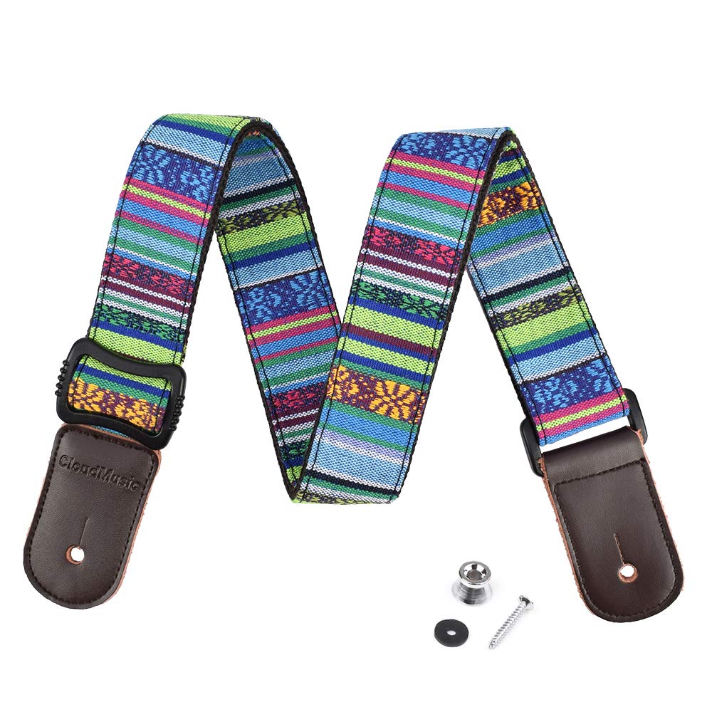 CLOUDMUSIC Ukulele Strap Tenor Concert Soprano Baritone Coloful Hawaii Floral Patterns For Adult Size Kids(National Blue)