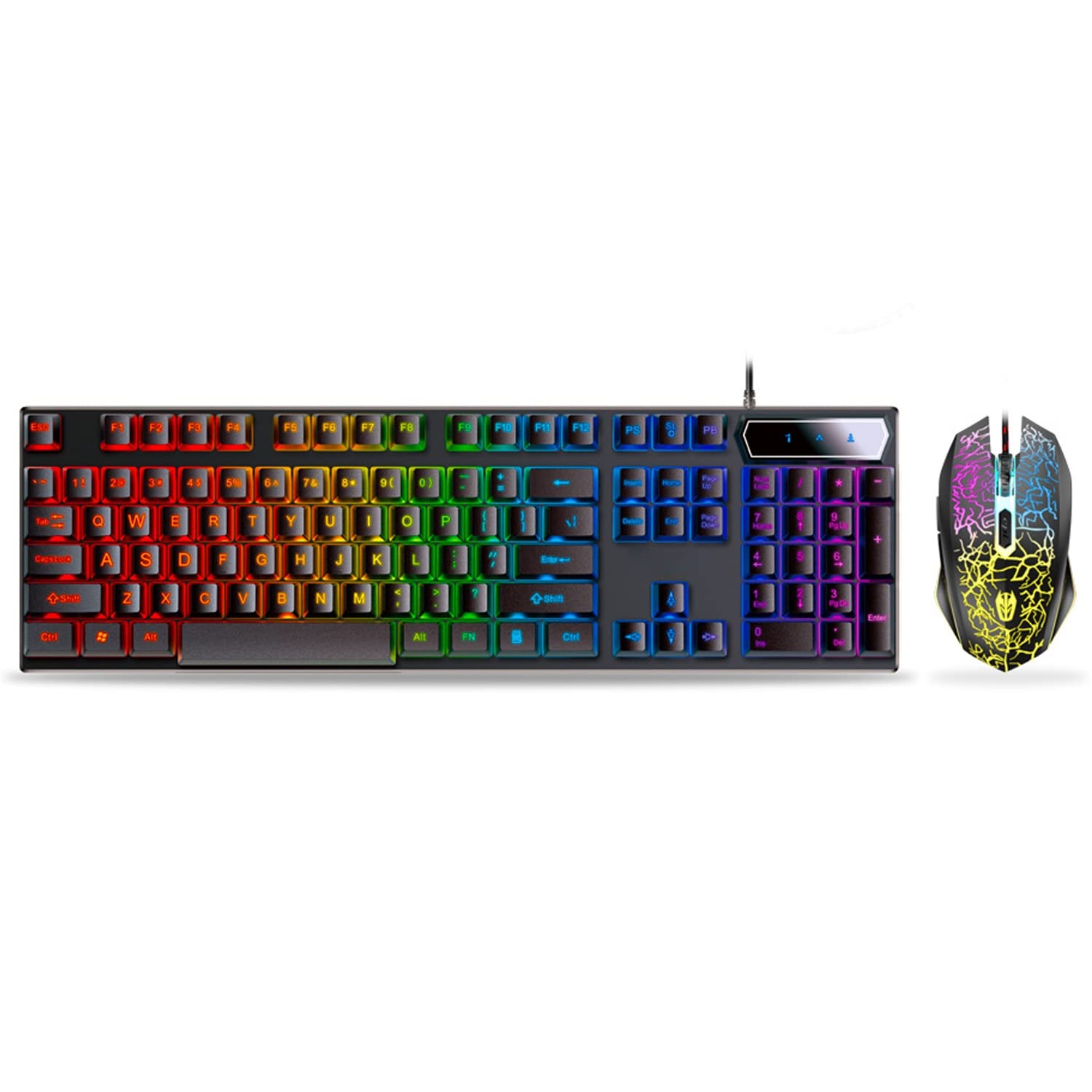 EXHNLE Wired Gaming Keyboard and Mouse Combo, RGB Backlit Keyboard with 104 Key, with 104 Key Computer PC Gaming Keyboard for PC/Laptop