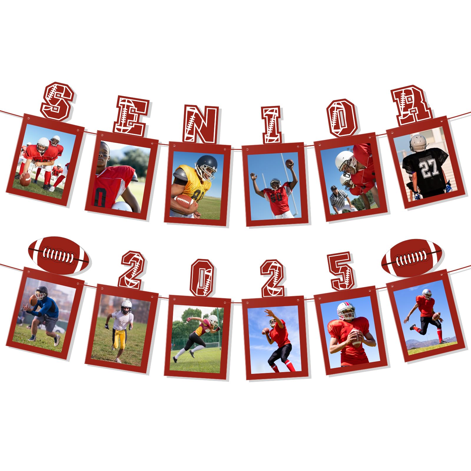 Fanfanwin Senior Night Party Decorations Football Graduation Decorations Senior 2025 Photo Banners Hanging Ornament for High School College Graduation Sport Theme Party Supplies