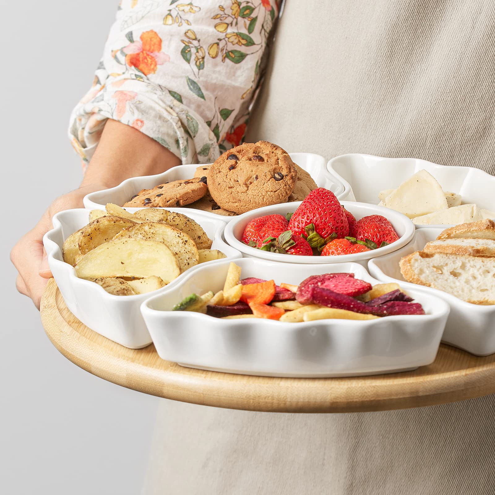 DOWAN Bundle 12 Inches Lazy Susan Appetizer Serving Tray