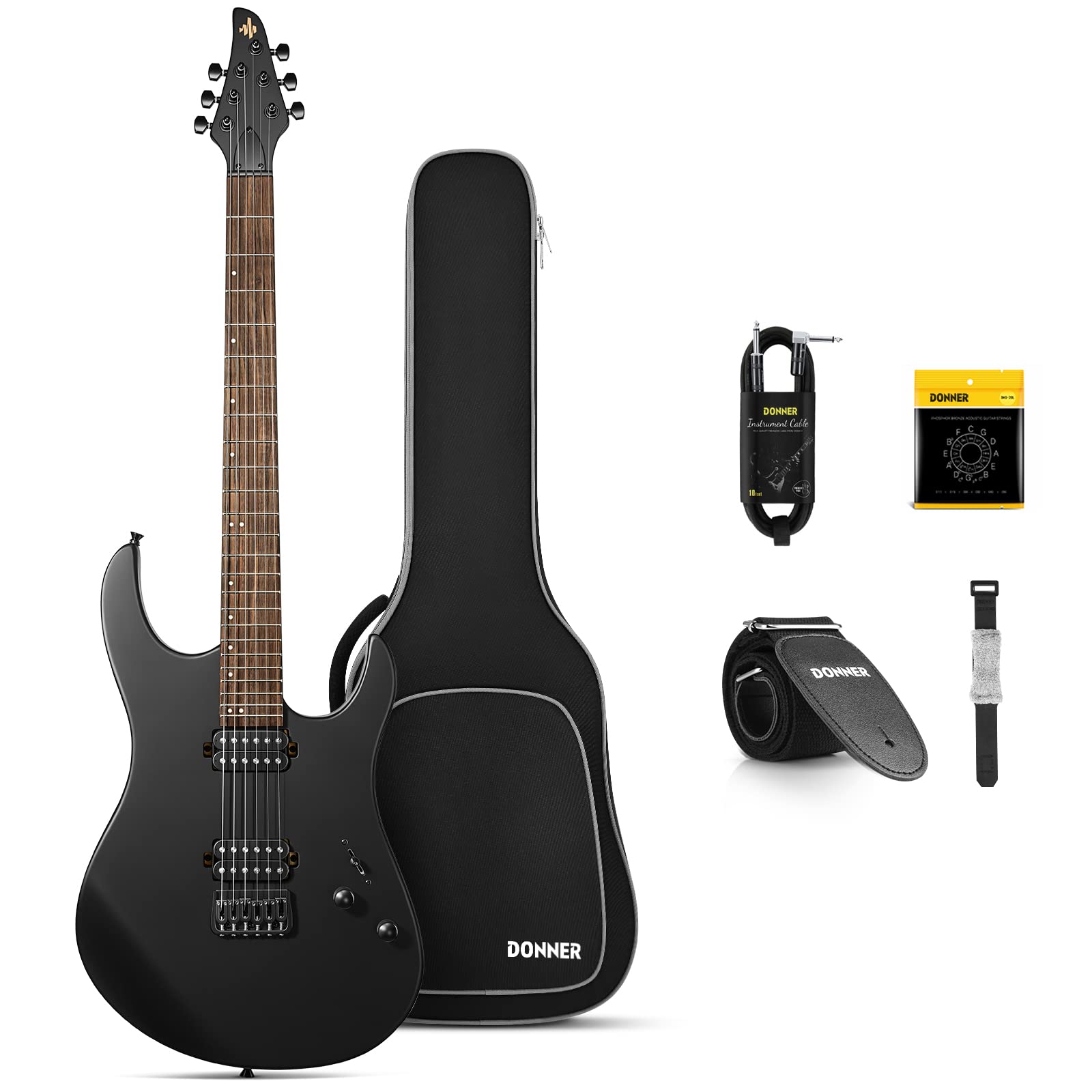Donner Metal Electric Guitar & 5W Mini Digital Guitar Amp
