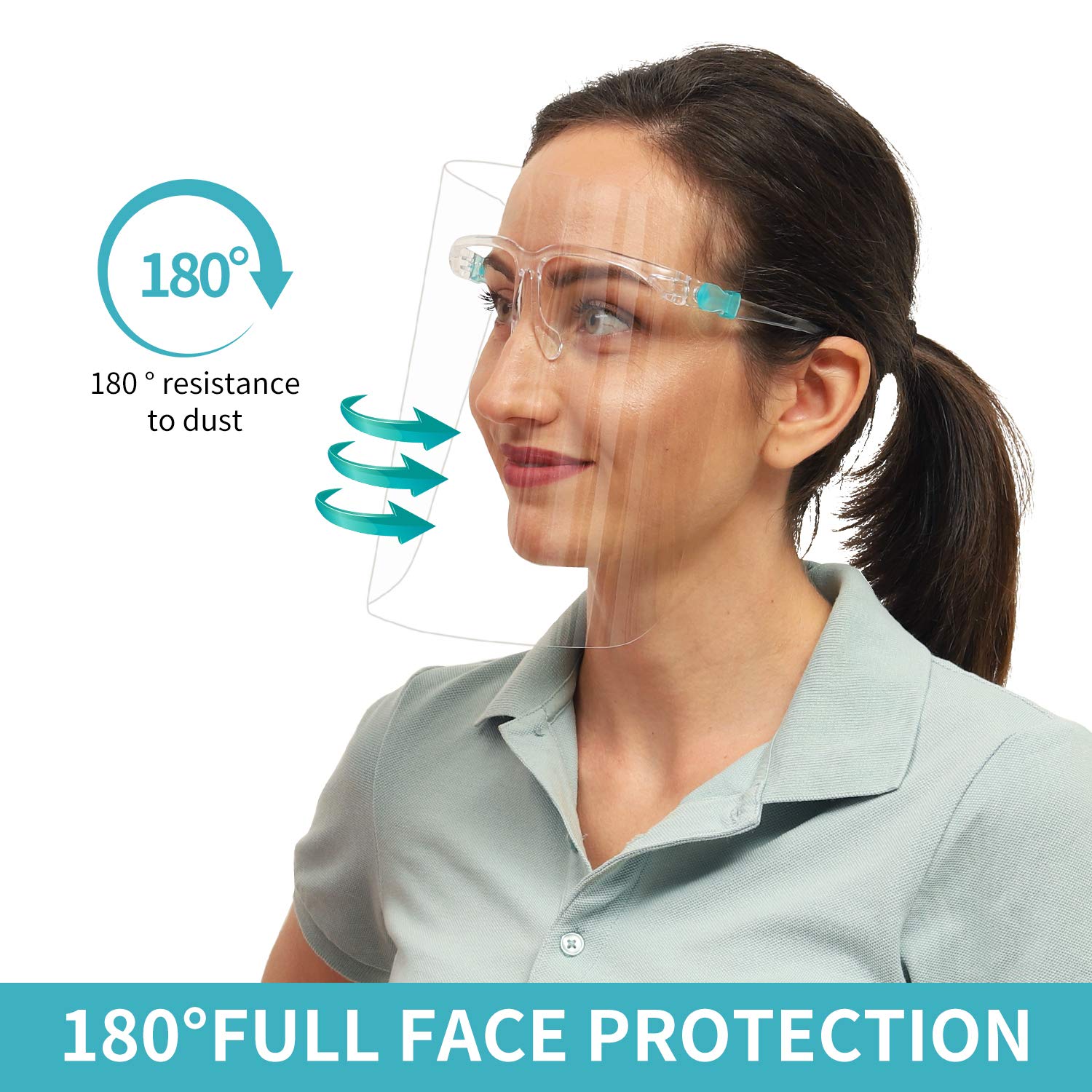 Clear Face Shield,Reusable Face Shields For Women and Men,Protective Face Shield Set for Full Face Protection from Droplets and Saliva with 3 Reusable Glasses and 6 Replaceable Anti Fog Shields