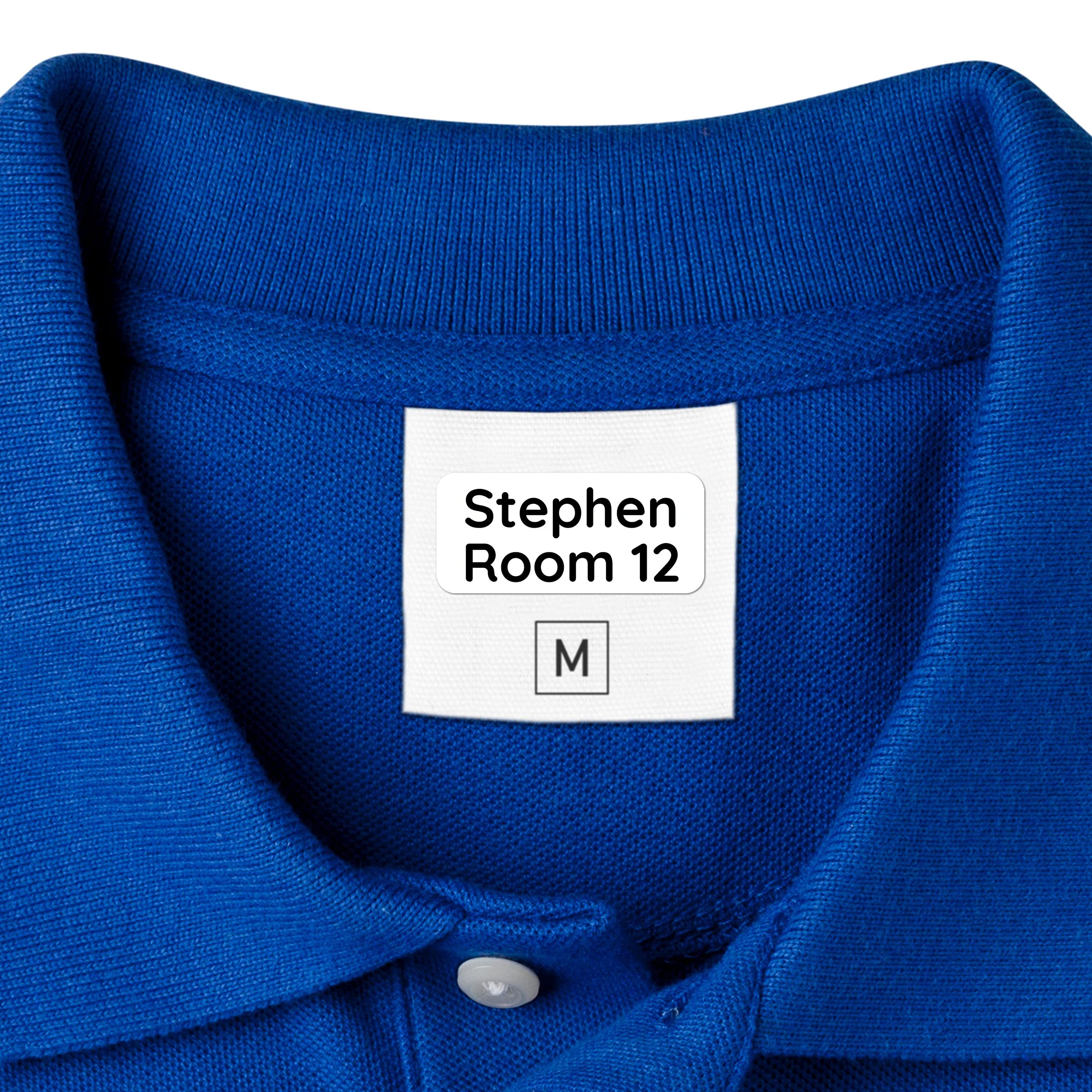 Clothing Labels for Nursing Home (50), No-Iron Name Tags, Washable Personalized Stickers (1.2” x 0.5”), Perfect for Clothes, Items and Nursing Home Supplies - White