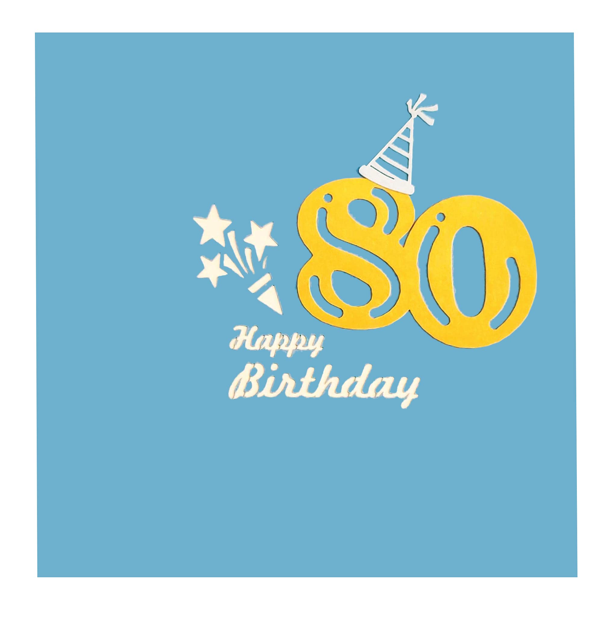 iGifts And Cards Happy 80th Blue Birthday Party Box 3D Pop Up Greeting Card – Eighty, Awesome, Balloons, Unique, Celebration, Feliz Cumpleaños, Fun, Fabulous