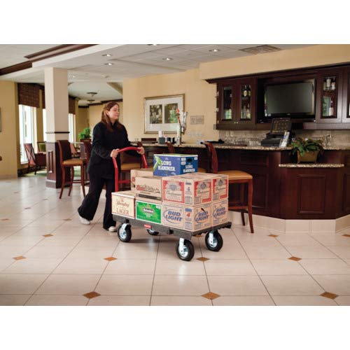 Rubbermaid 2-Shelf Plastic/Poly Mobile Utility Cart with Lockable Wheels, Black (RCP4441BLA)