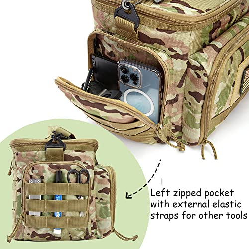 MOV COMPRA Tactical Lunch Bag for Men, Insulated Lunch Box Leakproof Large Capacity with MOLLE Water Bottle Pouch Lunchbox for Adult Work Picnic(Camouflage Green)
