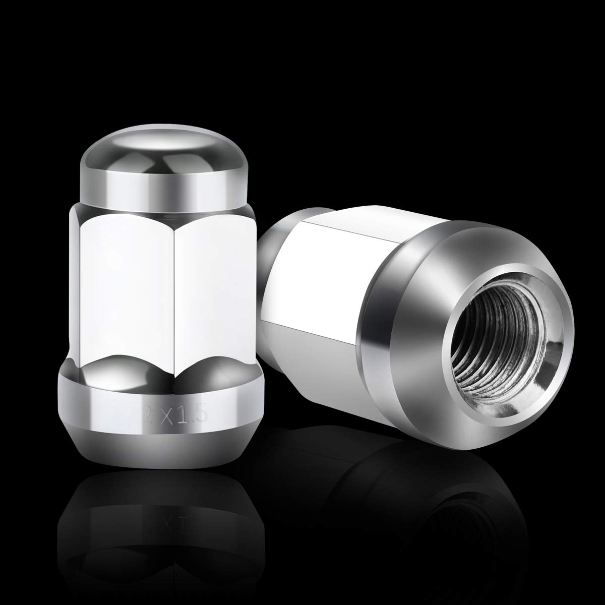 Chrome Lug Nuts - 12x1.5 Closed End Bulge Acorn Lug Nuts - Cone Seat - 19mm Hex Wheel Lug Nuts Compatible for 2009-2019 Ford Escape, 2012-2019 Ford Focus, 2009-2019 Ford Fusion, Pack of 20 Pcs