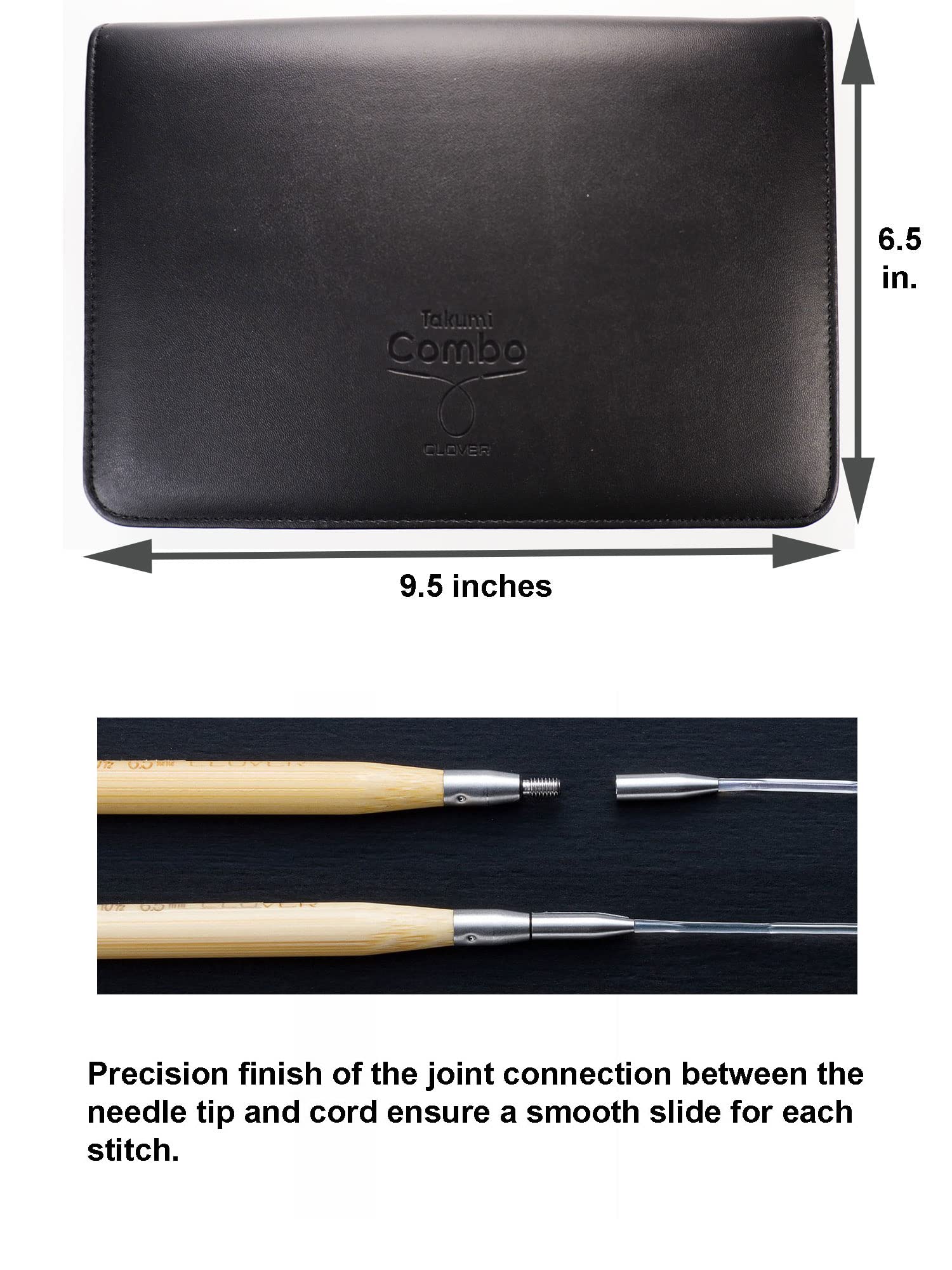 Clover Needlecraft Takumi Bamboo Interchangeable Circular Knitting Needle Gift Set Bundle with 1 Artsiga Crafts Project Bag 3683