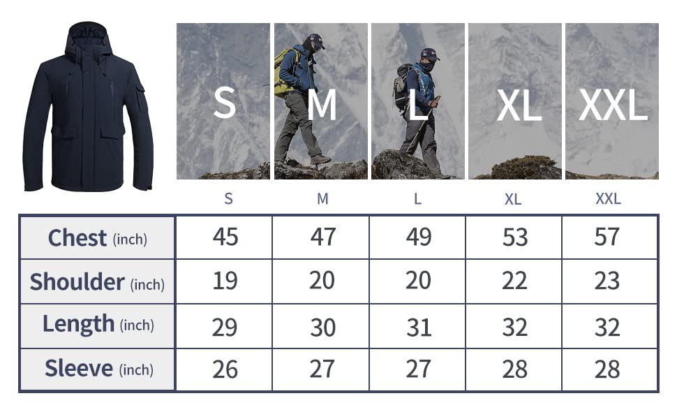 Pioneer Camp Men's Winter Coat Waterproof Fleece Lined Warm Winter Jacket with 9 Pockets Insulated Windproof Hooded Parka