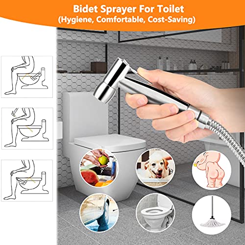 HAKKALA Stainless Steel Handheld Bidet Sprayer for Toilet, Wall Mount, Polished