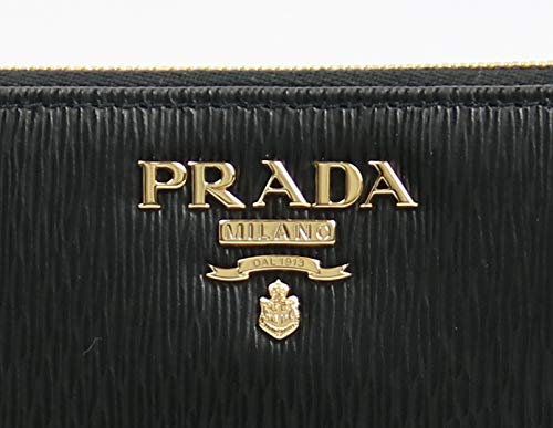 Prada Women's Black Leather Long Wallet 1ml506 Vitello Move Nero Zip Around