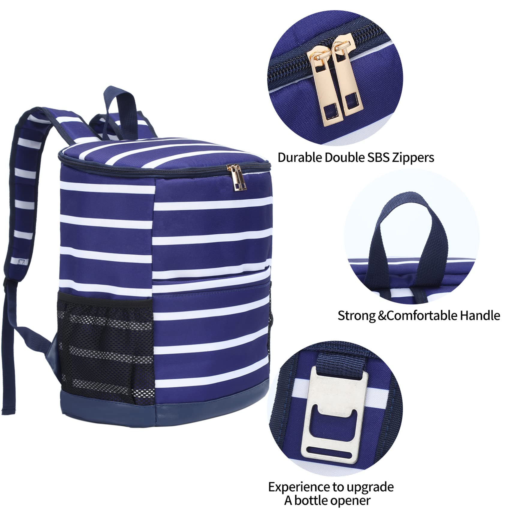 Cooler Backpack Women Stripe Leak Proof Backpack Cooler Bags Lightweight Soft Lunch Backpack with Cooler Compartment,Wine Cooler for Hiking Camping,24 cans (Stripe Cooler Backpack)…