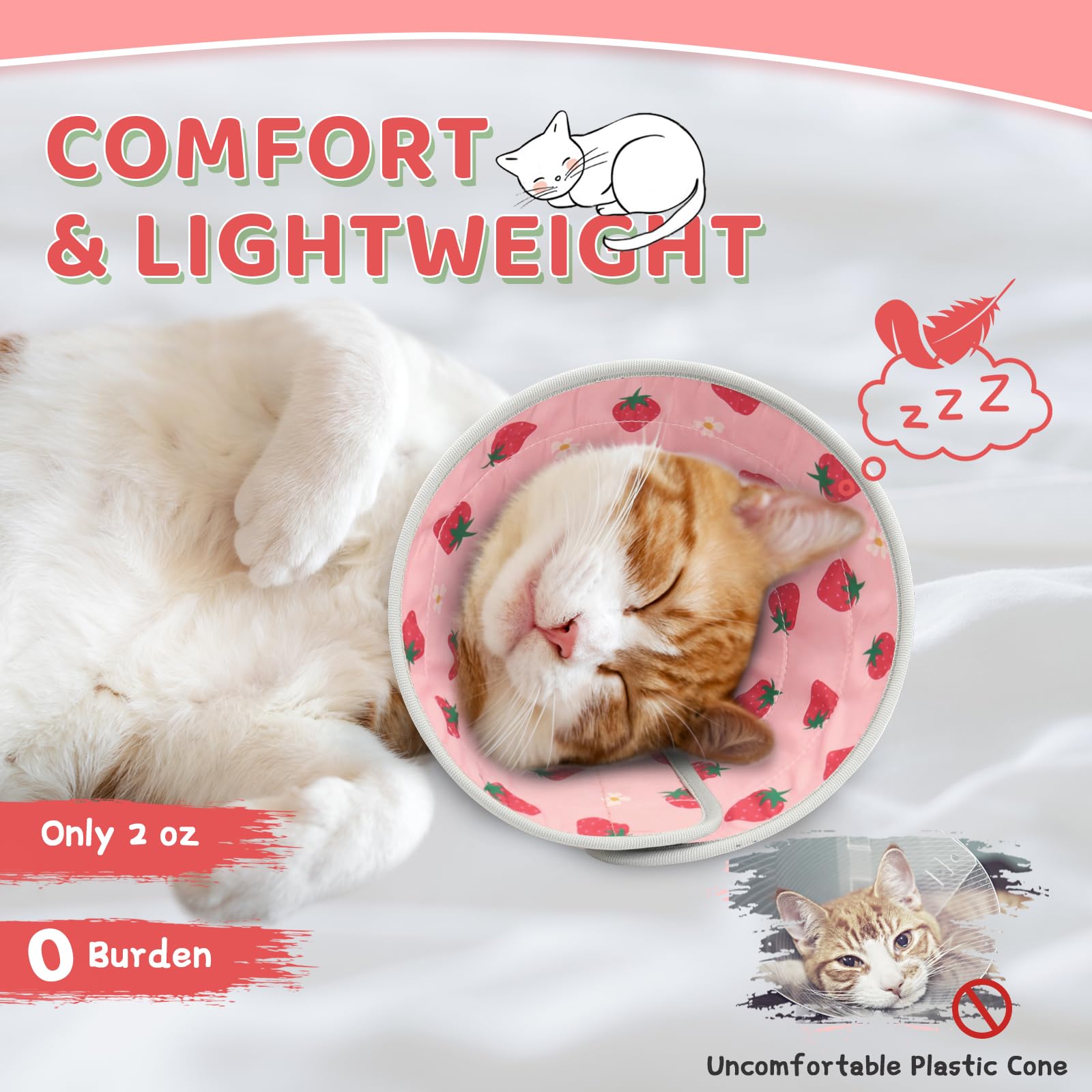 GoGoPaw Cat Cone, Adjustable Cat Cone Collar Soft to Stop Licking, Foldable Cute Cat Cone Alternative, Water Resistant Neck Cone for Cats, Lightweight Cat Recovery E Collar for Cat Kitten(Pink,S