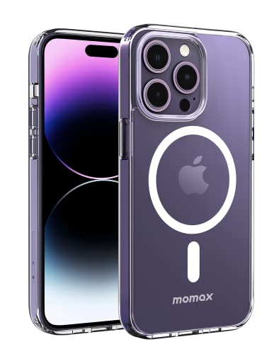MOMAX Magnetic Phone Case, Clear Hybrid Lite Magsafe Case for iPhone 14 Pro Max, Slim Magnet Phone Case with Anti-Scratch,Shock,Drop Protection, Non Yellowing 14 Pro Max Case with Magnet, Clear