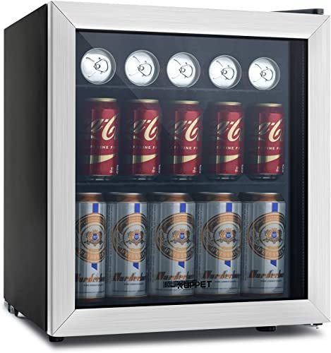 TABU 70 Can Beverage Refrigerator,Mini Fridge with Glass Door, Beverage Cooler for Beer Soda or Wine, Ideal for Home, Office or Bar (1.6 Cu.Ft)
