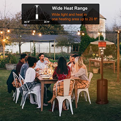 GASLAND Patio Heaters For Outdoor Use, 46,000 BTU Portable Propane Yard Heater with Anti-tilt and Flame-out Protection System, 87 Inches, ETL Certification, Bronze