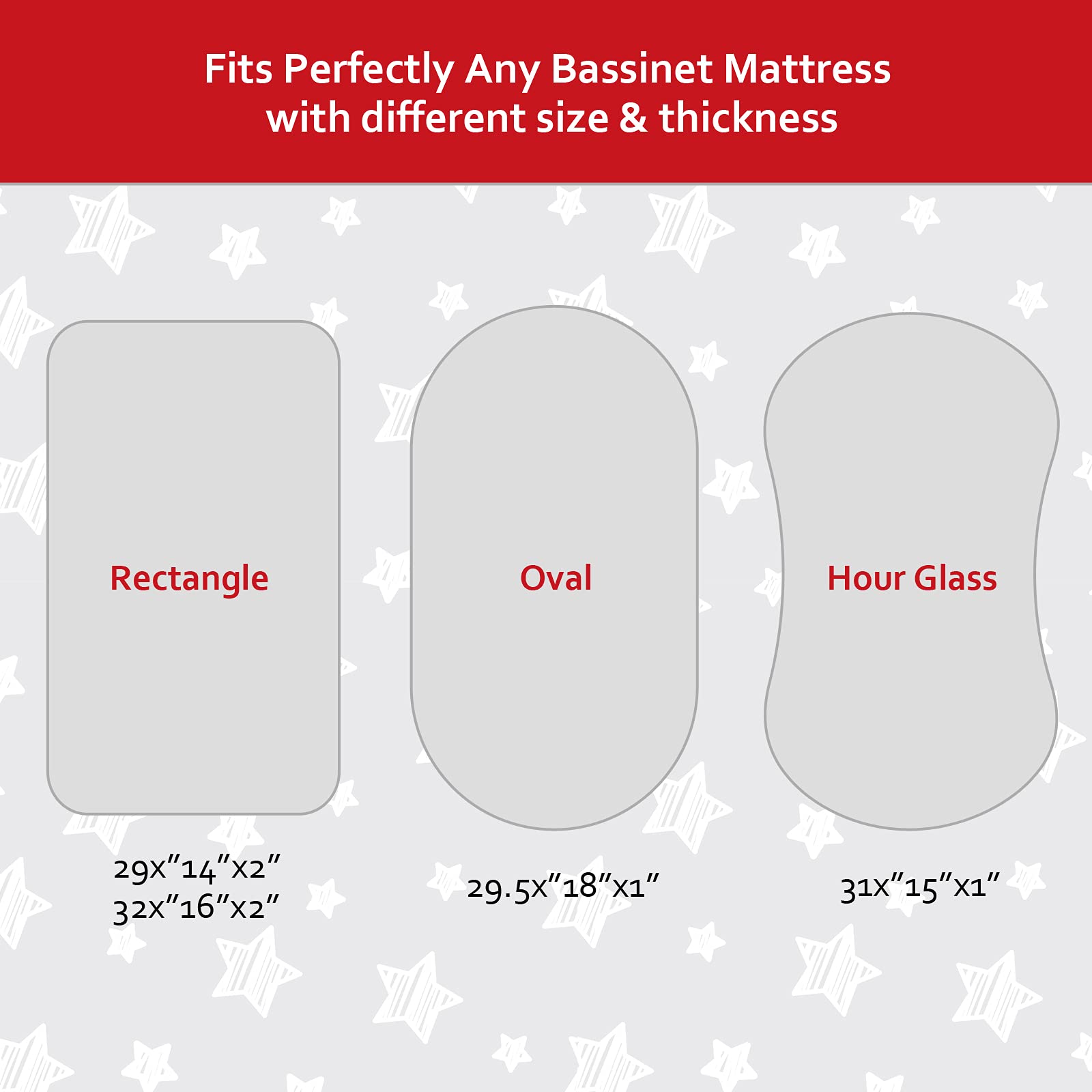 Fitted Bassinet Sheets Set 2 Pack for Baby Boy, Universal Fit for Oval, Hourglass and Rectangular Mattress, Grey&Navy