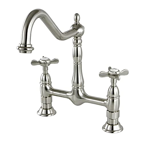 Kingston Brass KS1178BEX 8" Centerset Kitchen Faucet Less Sprayer, Brushed Nickel, 8-3/4" In Spout Reach