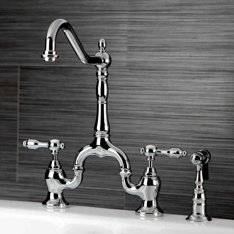 Kingston Brass KS7755TALBS Tudor Bridge Kitchen Faucet, Oil-Rubbed Bronze, 13.88 x 8.25 x 14.5