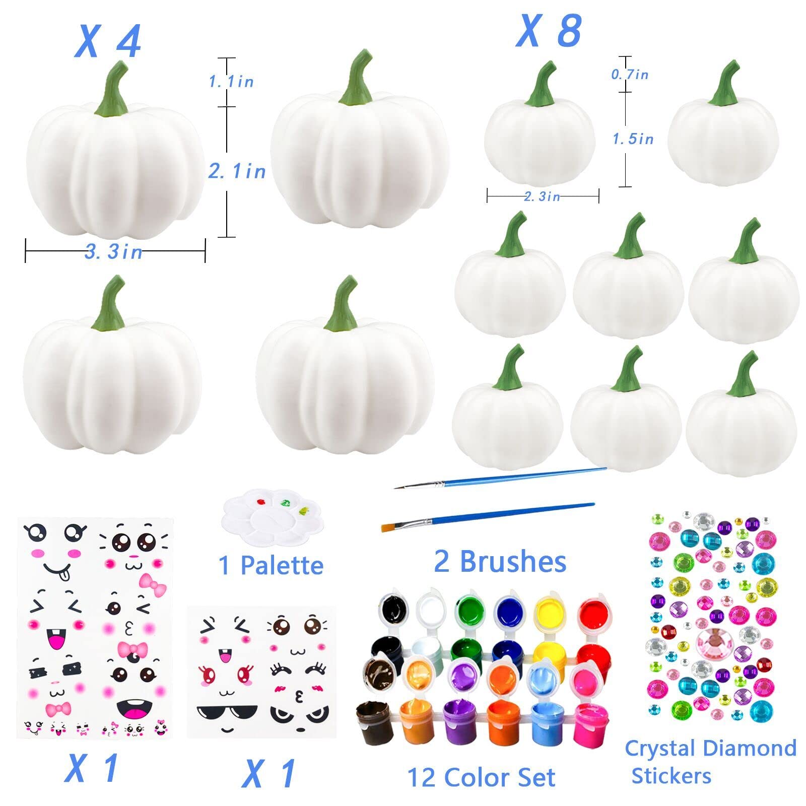 Pumpkin Decorations Halloween Crafts pumpkin 12 Halloween White Artificial Pumpkin Decorating Kit with Sticker Kids DIY Arts and Crafts for Halloween Party Thanksgiving Home Fall Decor Pumpkin Decor