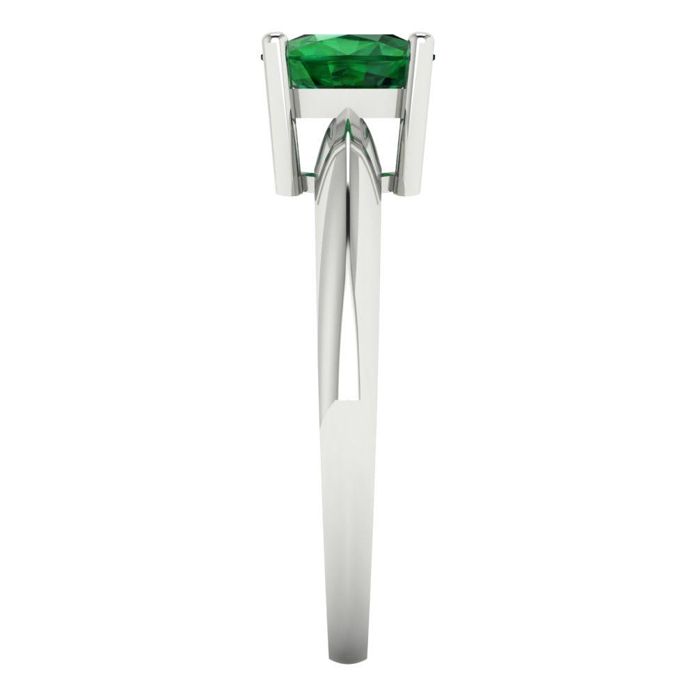 Clara Pucci 1.50 ct Cushion Cut Solitaire VVS1 Green Emerald Wedding Bridal Designer Anniversary Engagement Ring 14k White Gold 5.75