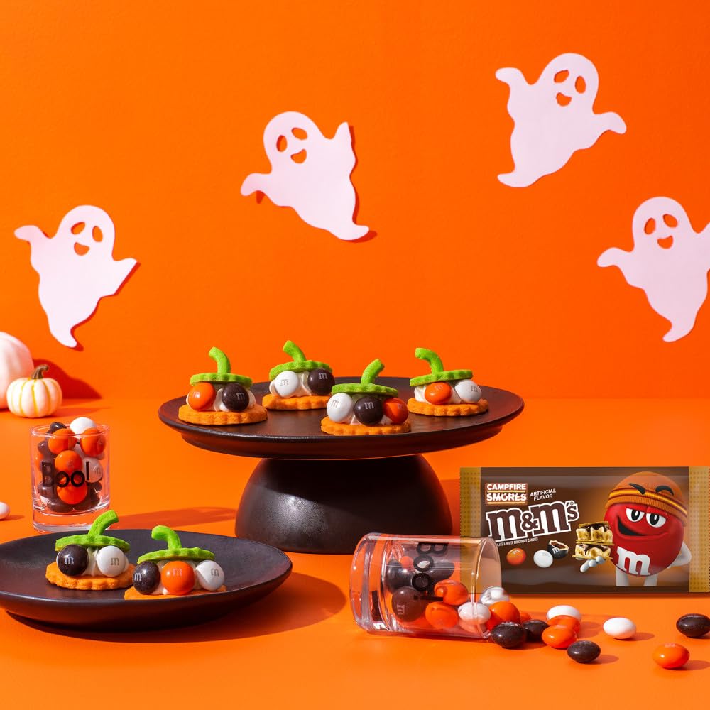 CANDYMAN Bundle of M&M Campfire Smores Share Size Bags, 24 Packs of 1.41oz, Milk Chocolate and White Chocolate Candy Snacks