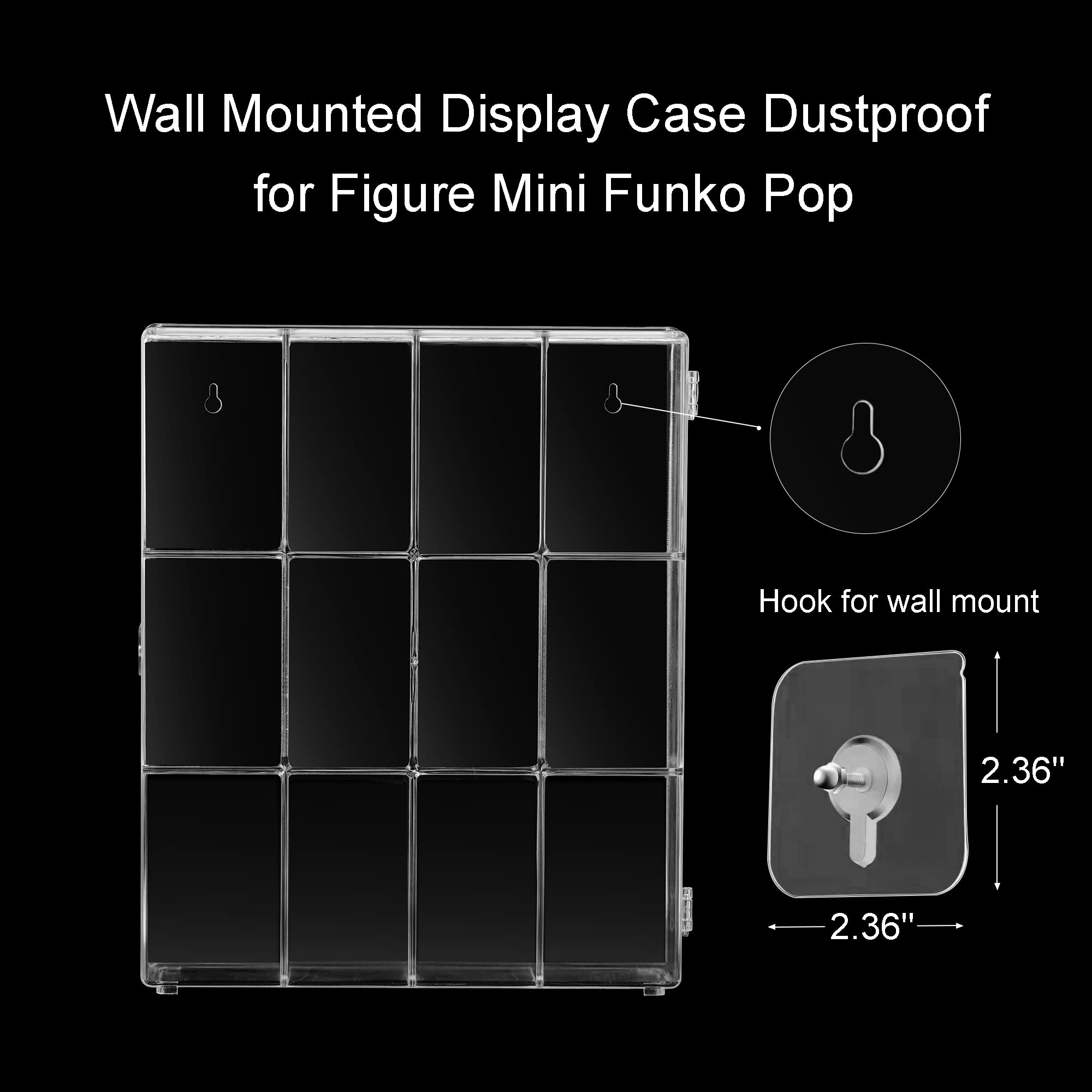 Door-Mounted Mini Funko Pop Figures Case, Acrylic Display Case for Mini Funko Pop Figures, Funko Pop Case Storage Organizer, Clear Storage Box Cabinet Organizer for Mini Toys(Rectangular)