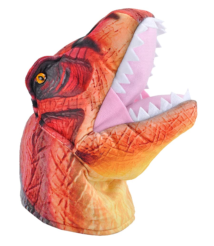 Wild Republic Puppet, Dinosaur, T-Rex, 12 inches, Gift for Kids, Plush Toy, Fill is Spun Recycled Water Bottles