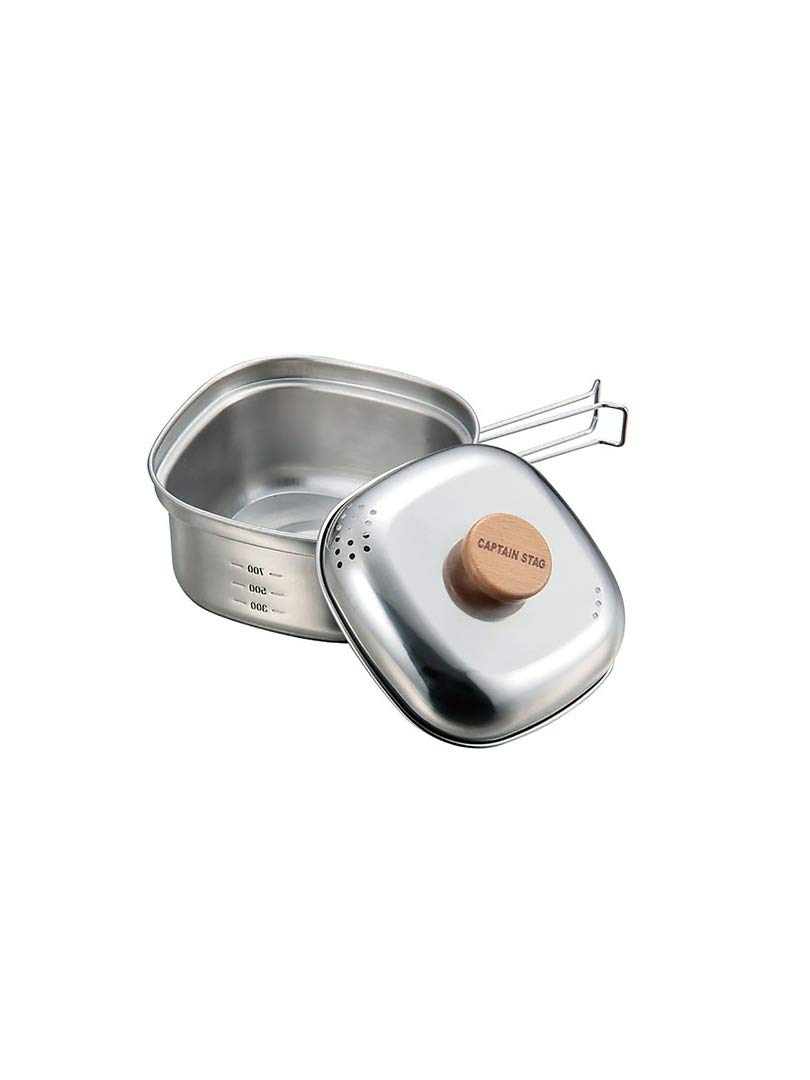 Captain Stag UH-4202 Stainless Steel Square Ramen Cooker, 0.3 gal (1.3 L), Made in Japan, Made in Japan