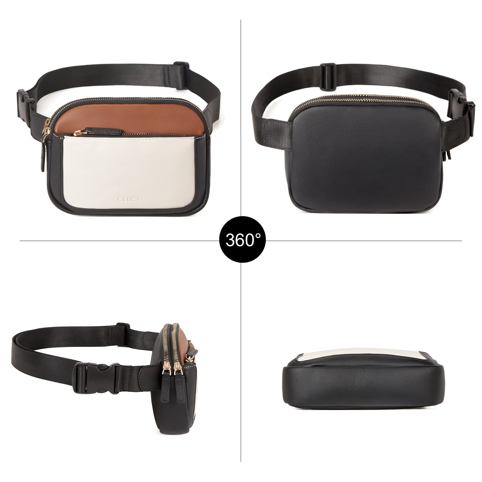 CLUCI Belt Bag for Women, Mini Everywhere Crossbody Waist Bag Adjustable Strap, Vegan Leather Women's Fanny Pack