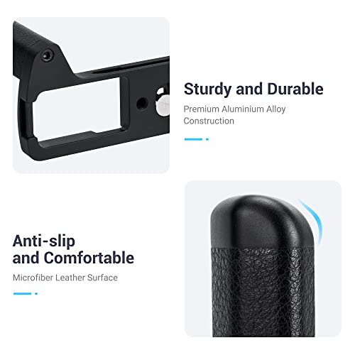 JJC Solid Metal Hand L-Shape Grip Secure Quick Release Plate L Bracket Holder for Fuji Fujifilm X-T5 XT5 XT-5 Mirrorless Digital Camera Replaces MHG-XT5 Metal Hand Grip