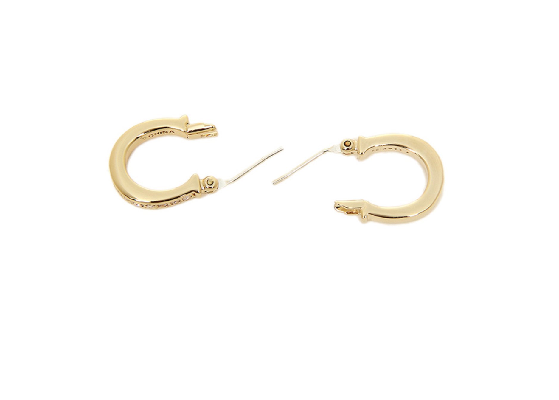 COACH Loop Gold Tone Huggie Earrings in a Coach Box - F54497 GLD