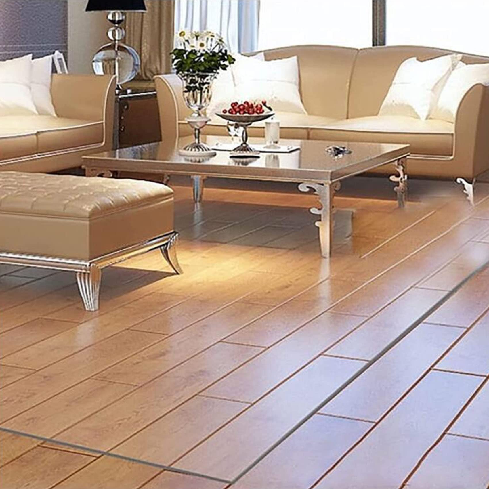 Clear PVC Desk Chair Mat Clear Entrance Floor Runner Protector,Clear Plastic Vinyl Rug Protector Cover, Family & Pet Friendly Transparent Mat Protect Pad, Non-Skid, Waterproof, Low Pile Doormat Use-80